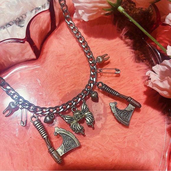 Handmade | Jewelry | Handmade Silver Anatomical Skull And Axe Emo Goth ...